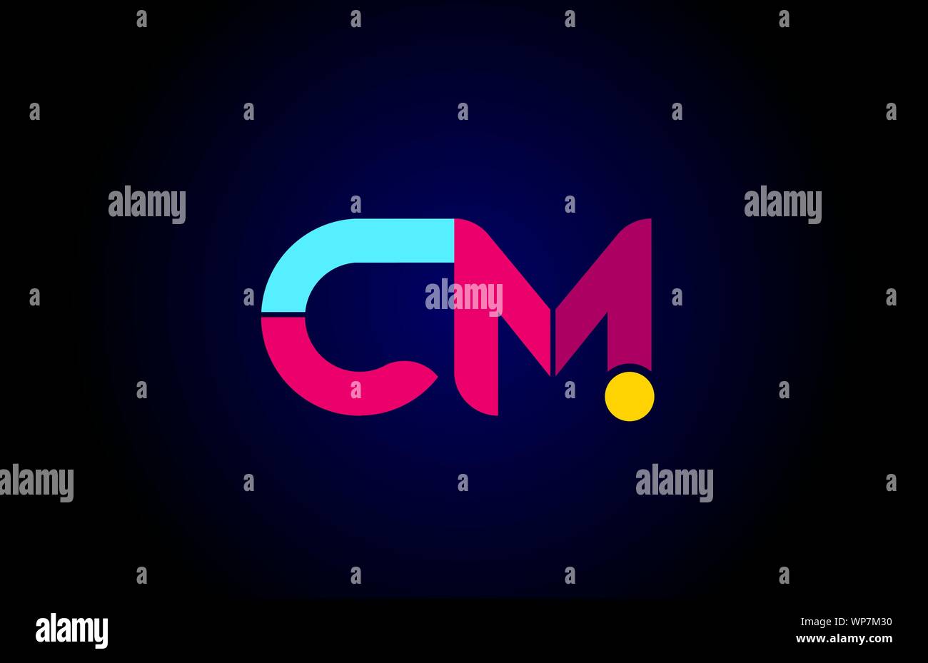pink blue alphabet letter CM C M combination for company logo. Suitable ...