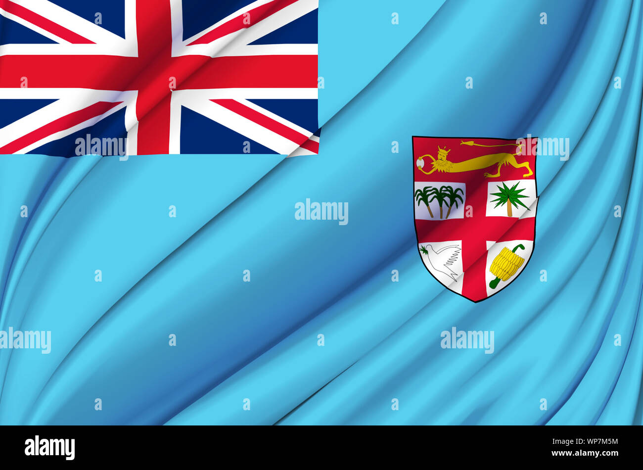Fiji waving flag illustration. Countries of Australia and Oceania ...