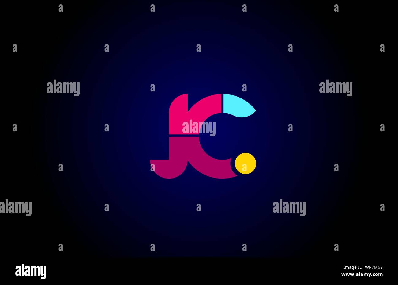 pink blue alphabet letter JC J C combination for company logo. Suitable ...