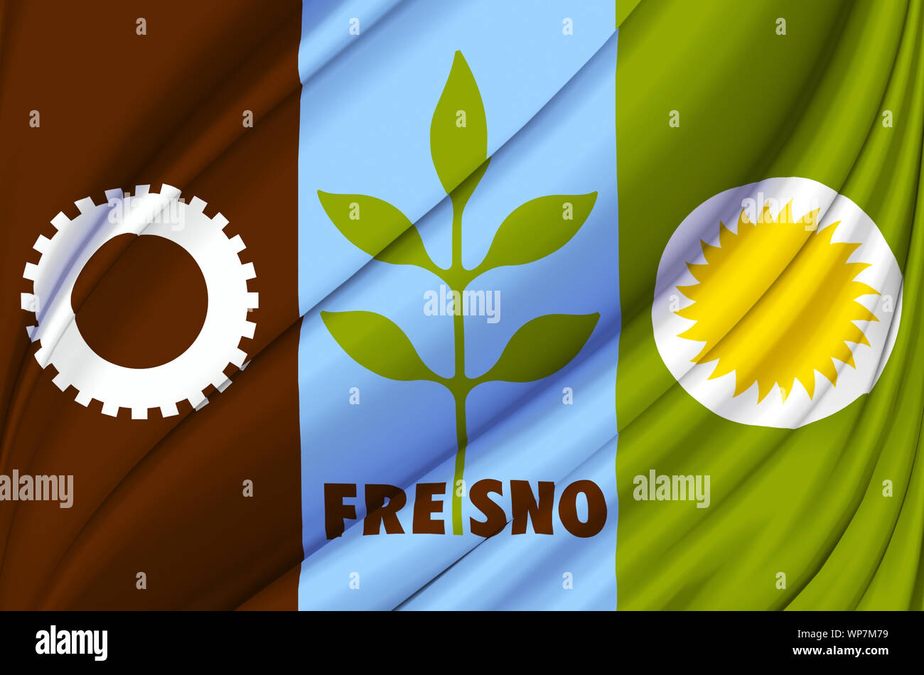 Fresno California waving flag illustration. Regions and Cities of the ...