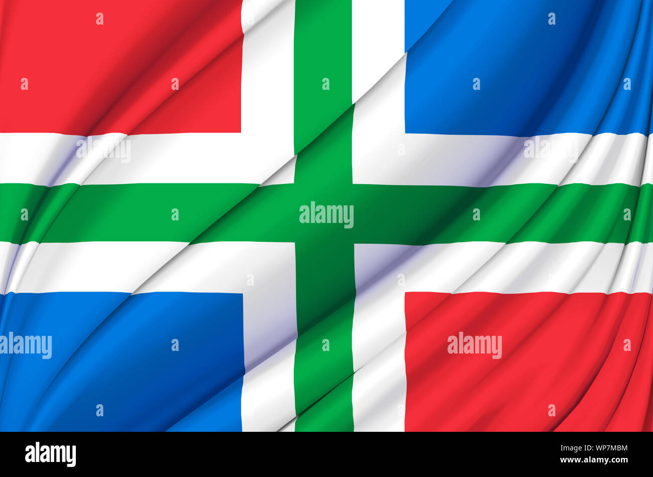 Groningen waving flag illustration. Regions of the Netherlands. Perfect ...