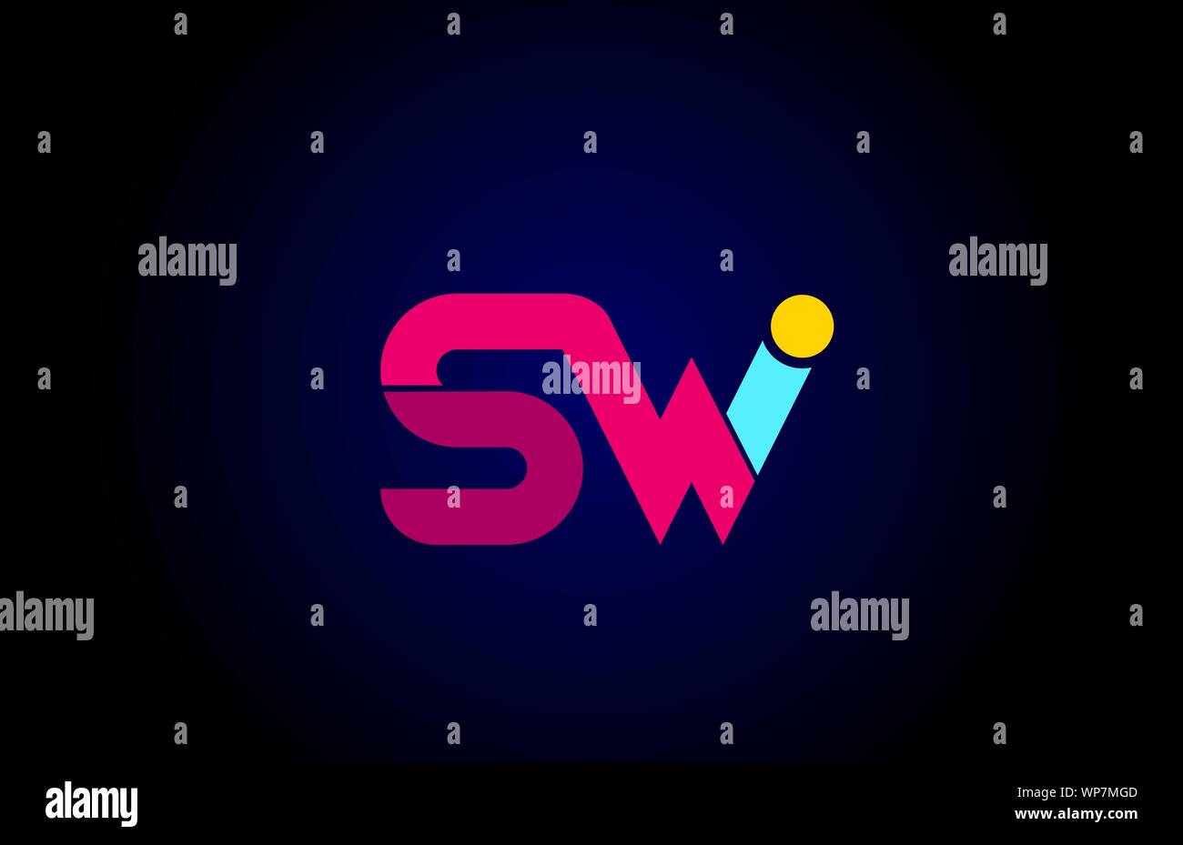 pink blue alphabet letter SW S W combination for company logo. Suitable ...