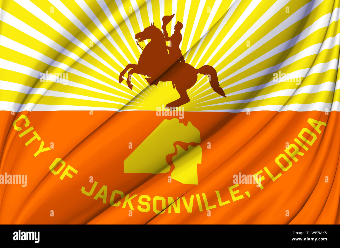 Jacksonville Florida waving flag illustration. Regions and Cities of ...