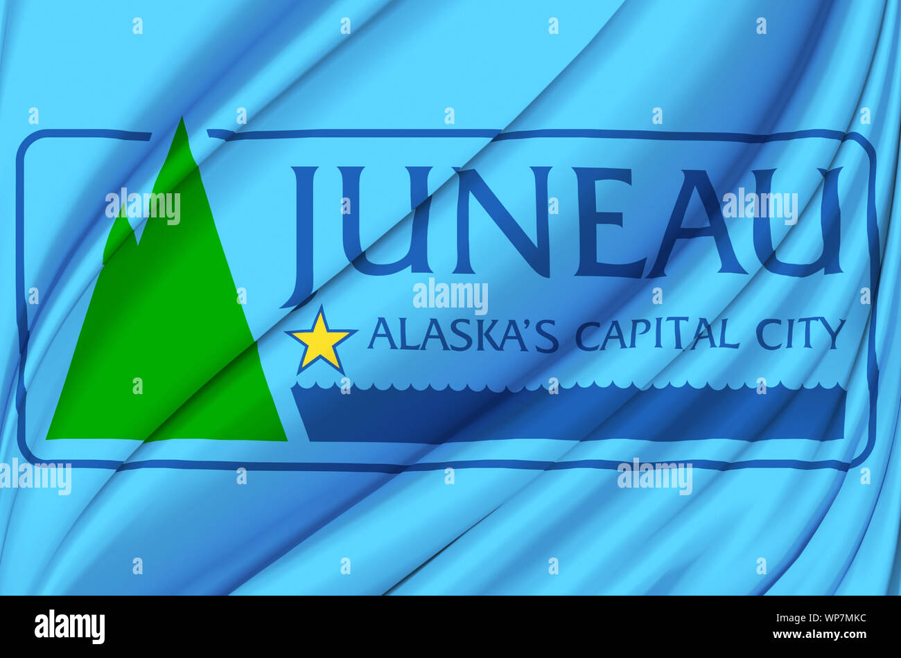 Juneau Alaska waving flag illustration. Regions and Cities of the ...