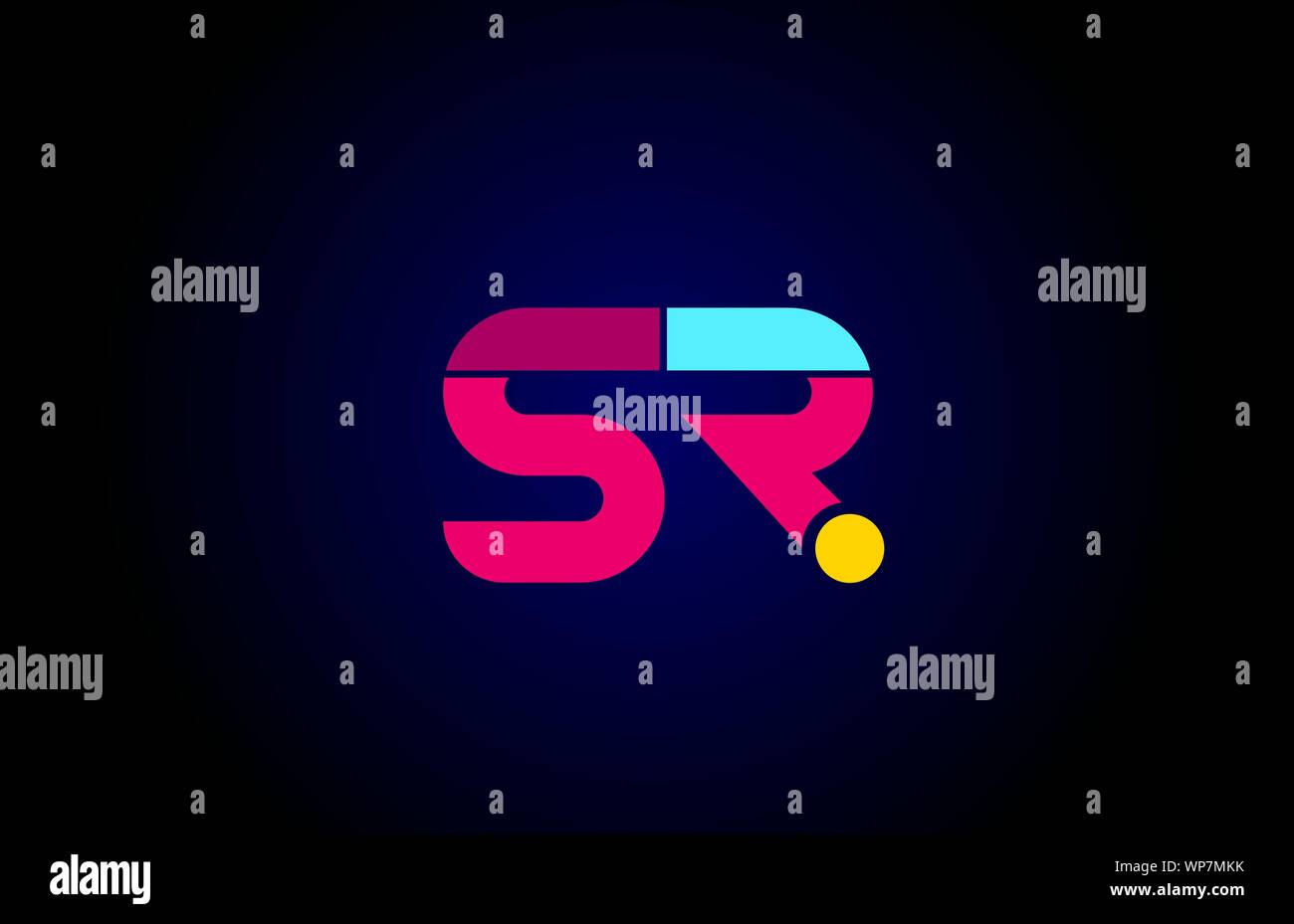 pink blue alphabet letter SR S R combination for company logo. Suitable ...