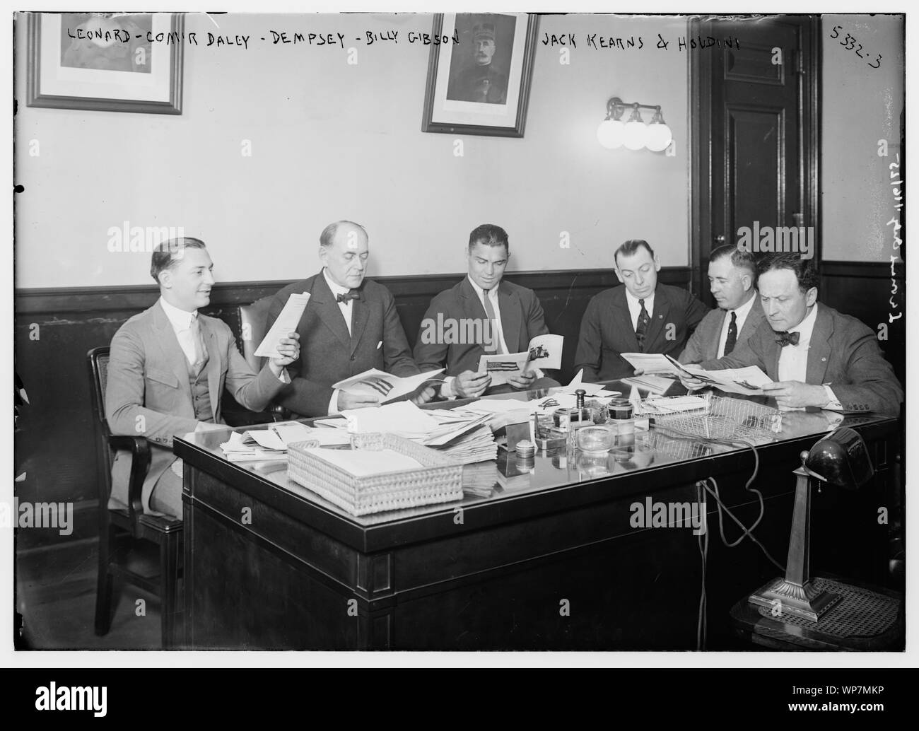 Leonard, Com'r. Daley, Dempsey, Billy Gibson, Jack Kearns & Houdini ...