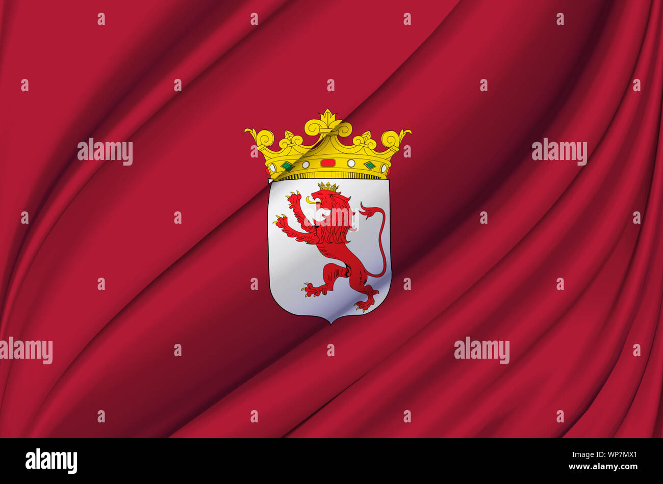 Leon waving flag illustration. Regions and cities of Spain. Perfect for ...