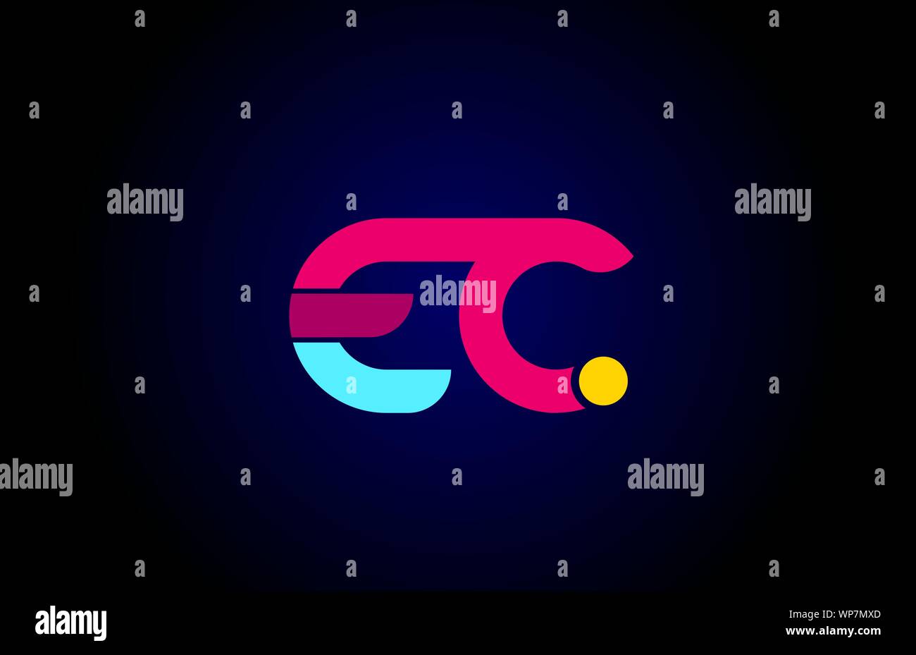 pink blue alphabet letter EC E C combination for company logo. Suitable ...