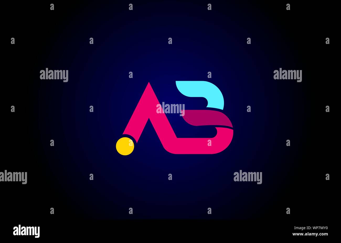 pink blue alphabet letter AB A B combination for company logo. Suitable ...