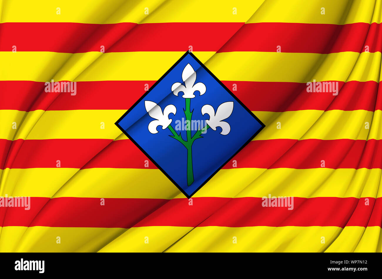 Lerida waving flag illustration. Regions and cities of Spain. Perfect ...