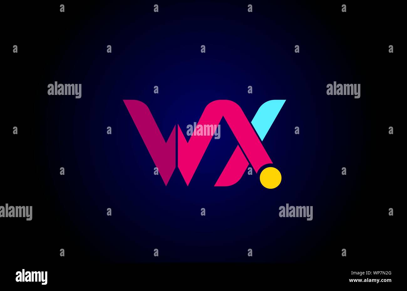 pink blue alphabet letter WX W X combination for company logo. Suitable ...