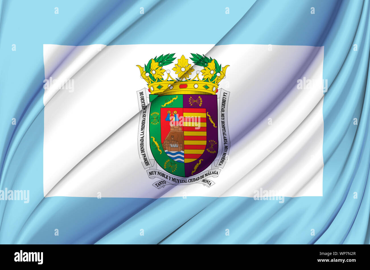 Malaga waving flag illustration. Regions and cities of Spain. Perfect ...