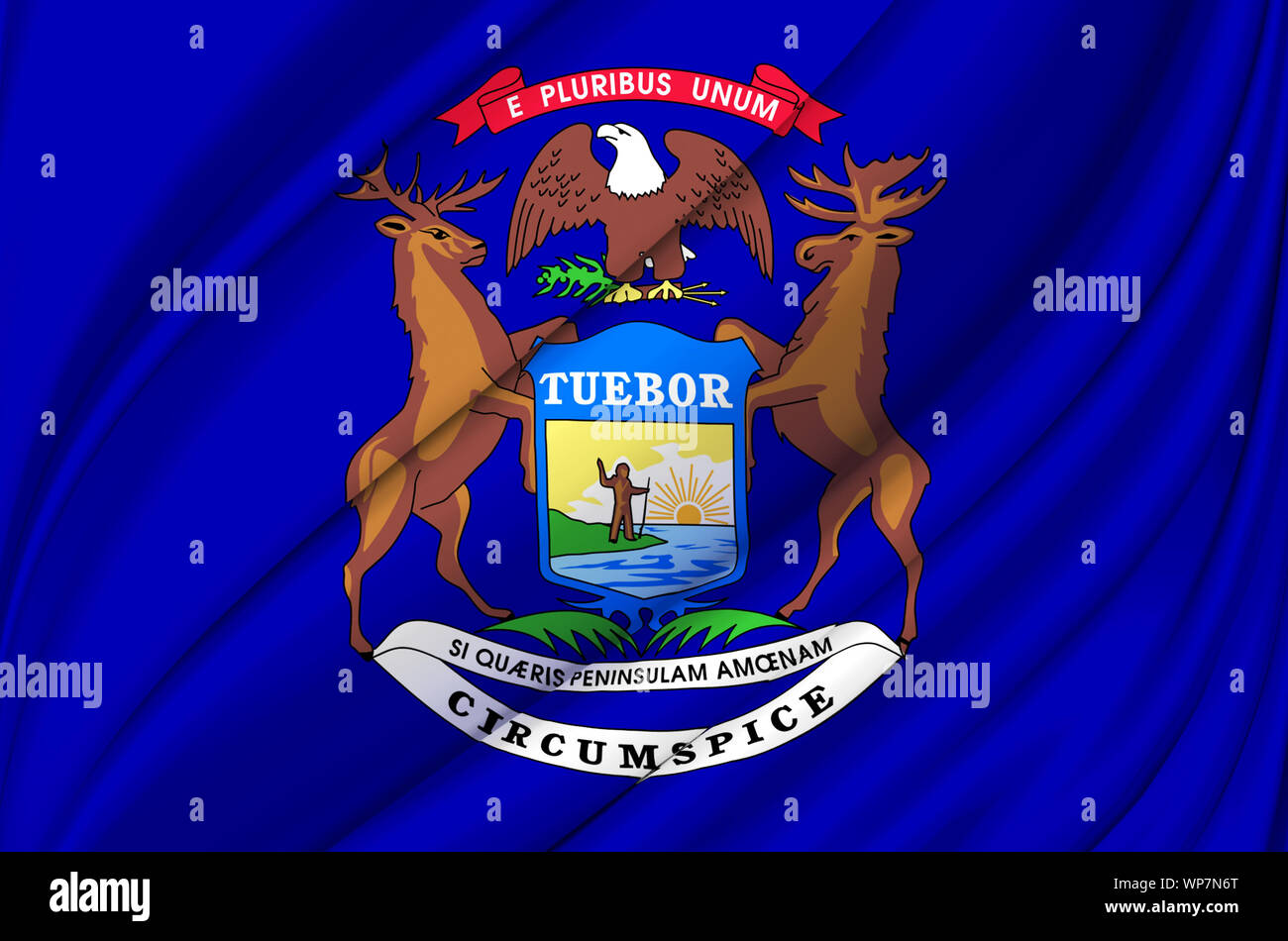 Michigan waving flag illustration. US states. Perfect for background ...