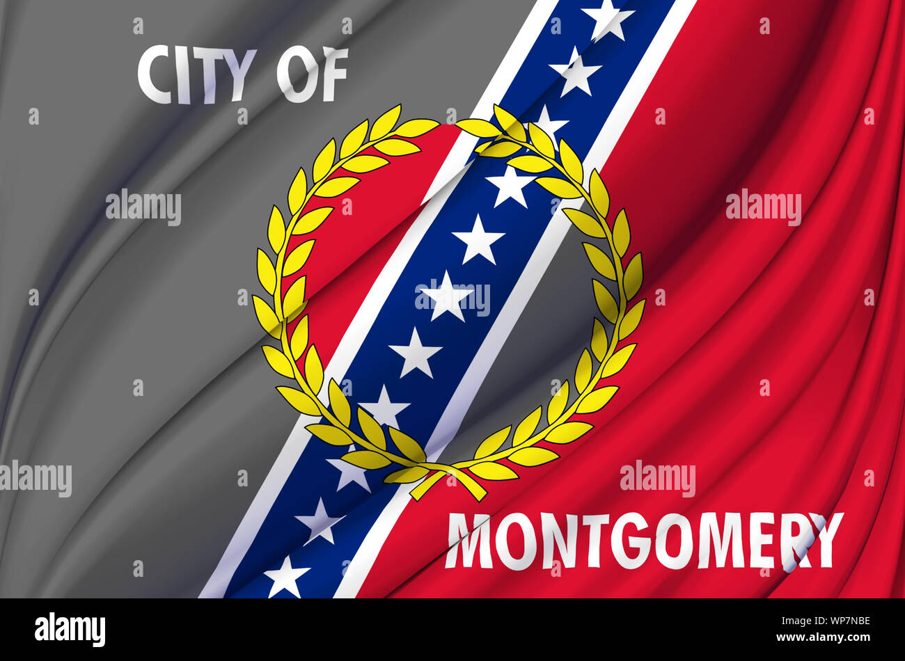 Montgomery Alabama waving flag illustration. Regions and Cities of the ...
