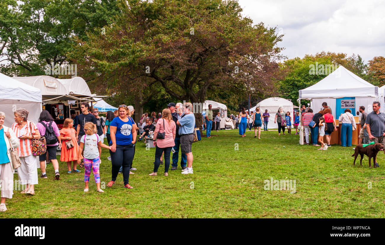 People at the A Fair in the Park, a yearly art fair held in Mellon Park ...