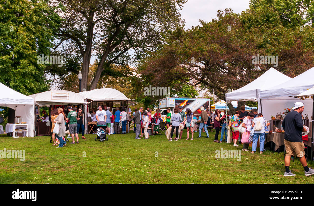 People at the A Fair in the Park, a yearly art fair held in Mellon Park ...