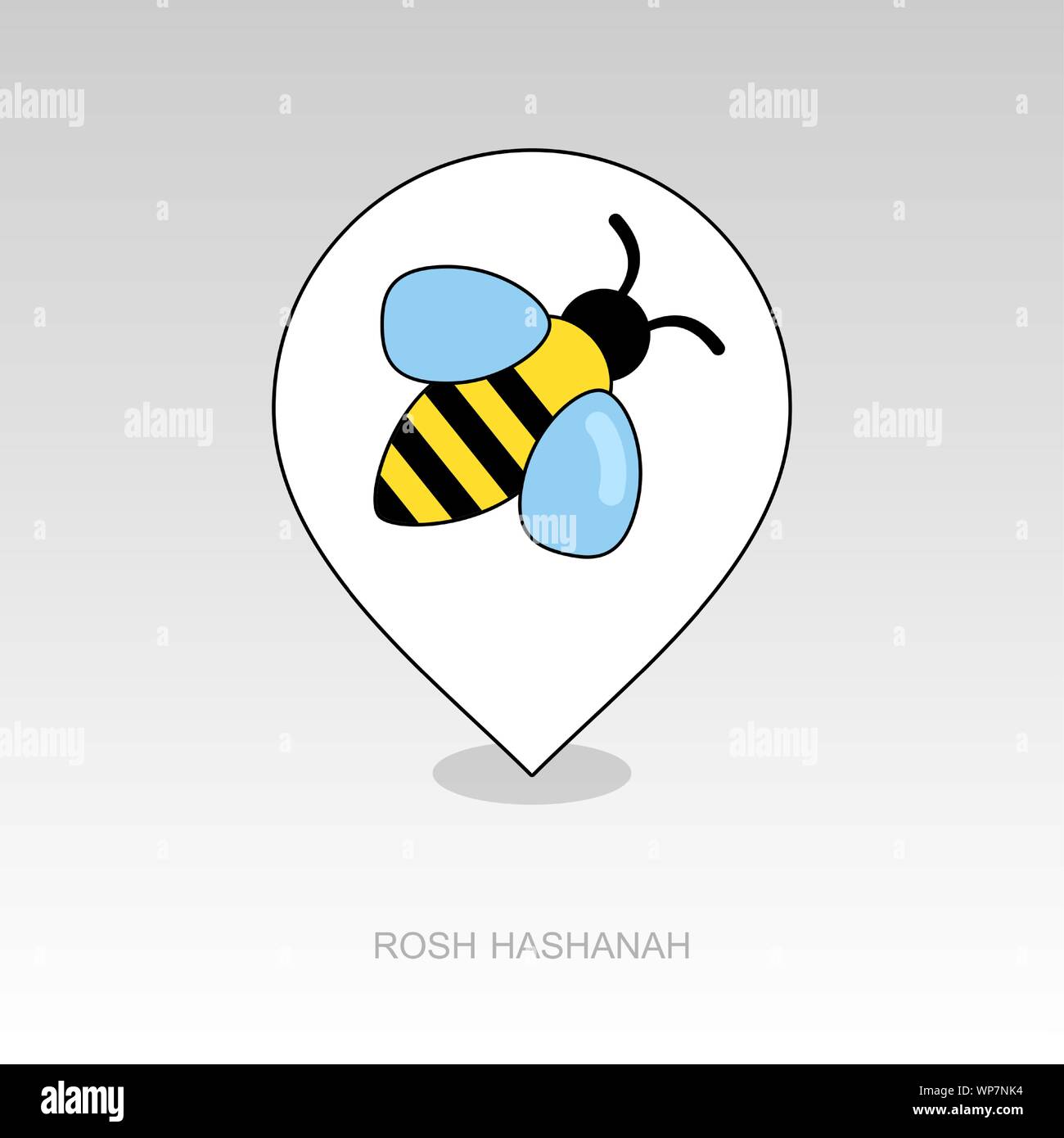 Bee. Rosh Hashanah pin map icon. Shana tova Map pointer. Happy and ...