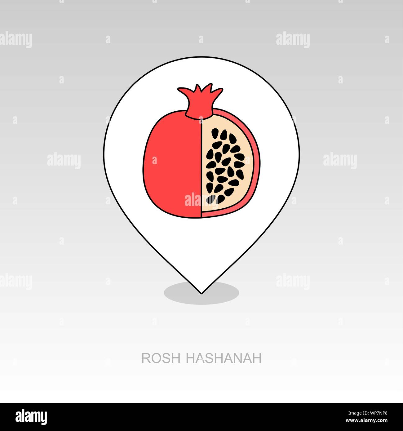 Garnet. Rosh Hashanah pin map icon. Shana tova Map pointer. Happy and ...