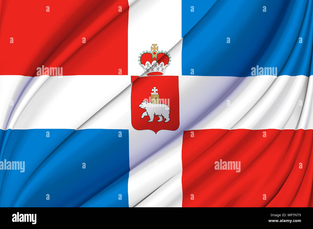 Perm waving flag illustration. Regions of Russia. Perfect for ...