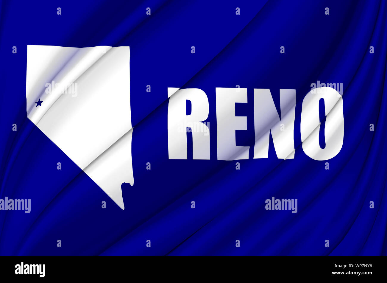Reno waving flag illustration. Regions and Cities of the United States ...