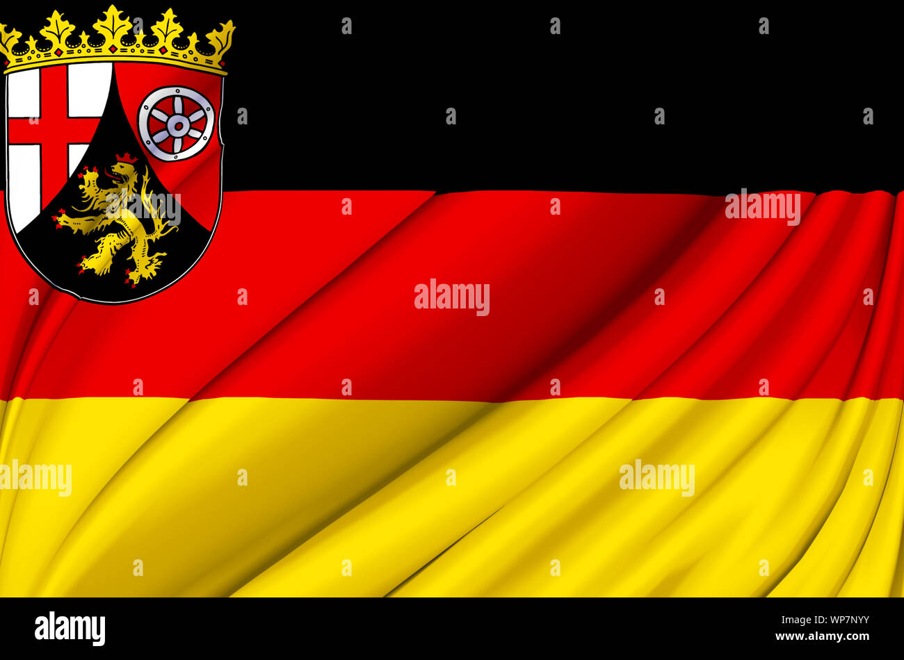 Rhineland-Palatinate waving flag illustration. Federal state of Germany ...