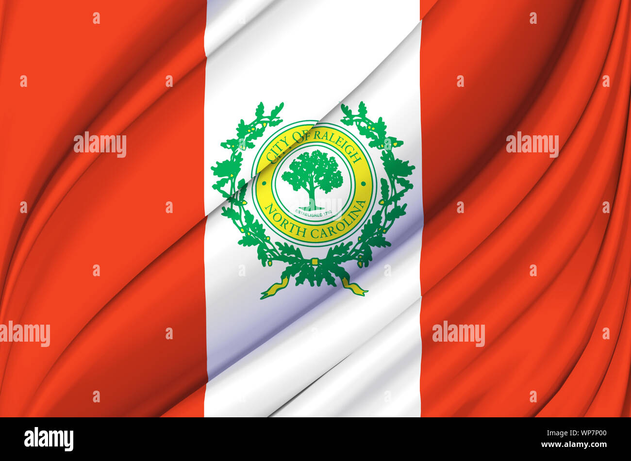 Raleigh waving flag illustration. Regions and Cities of the United ...
