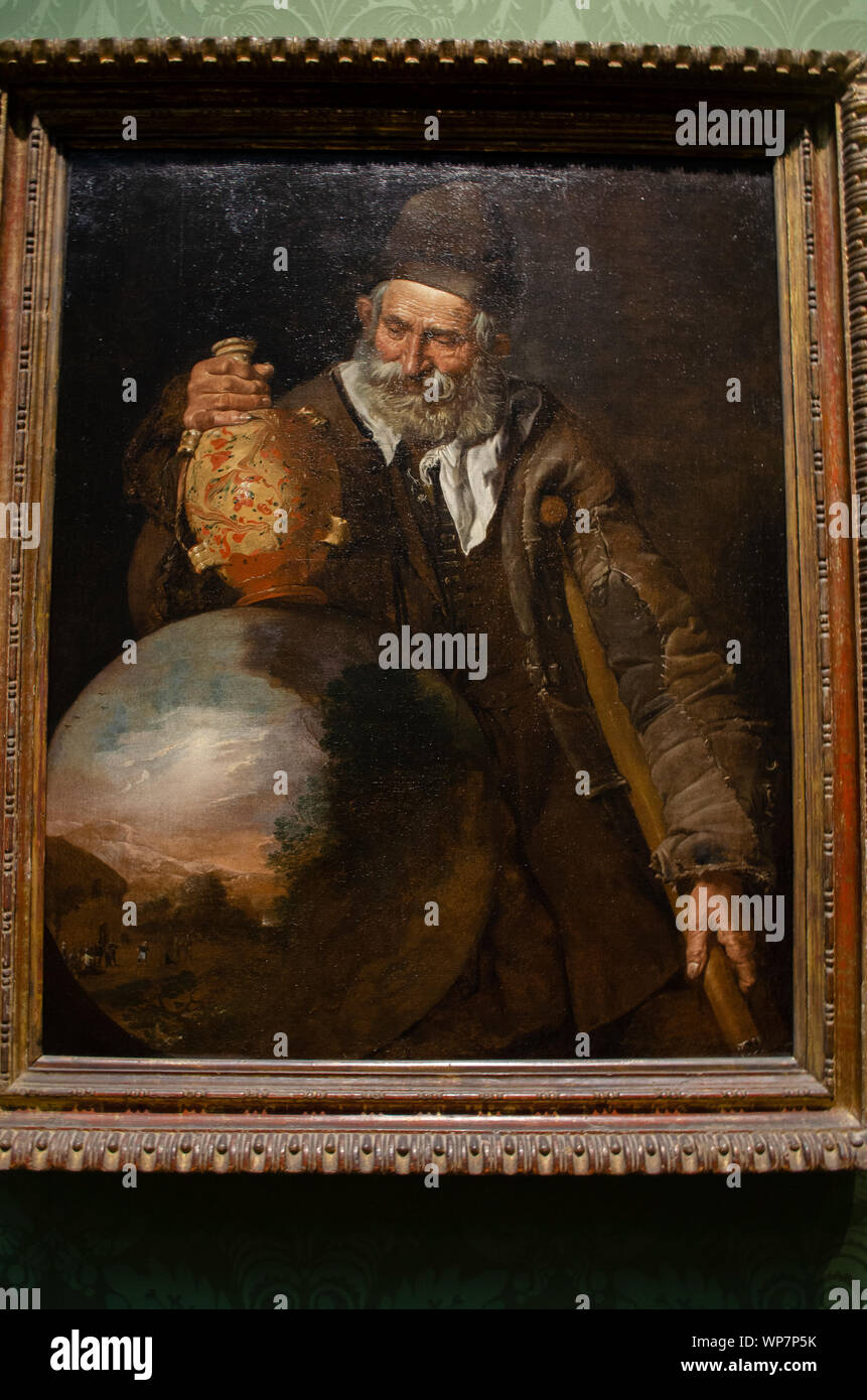 An Old Man Holding A Pilgrim-bottle Painting by Pietro Bellotti Stock ...