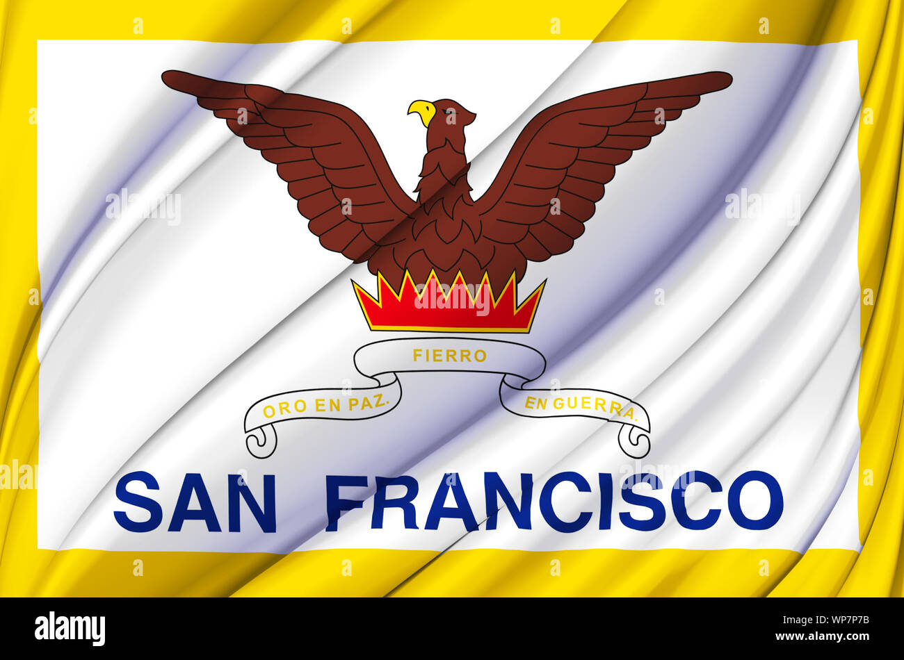 San Francisco waving flag illustration. Regions and Cities of the ...