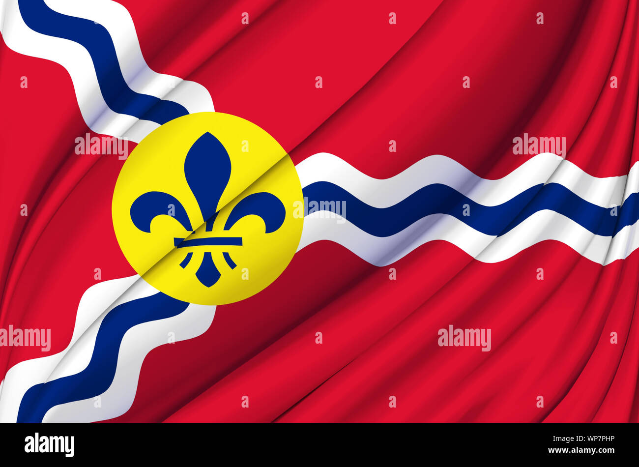 St. Louis Missouri waving flag illustration. Regions and Cities of the ...