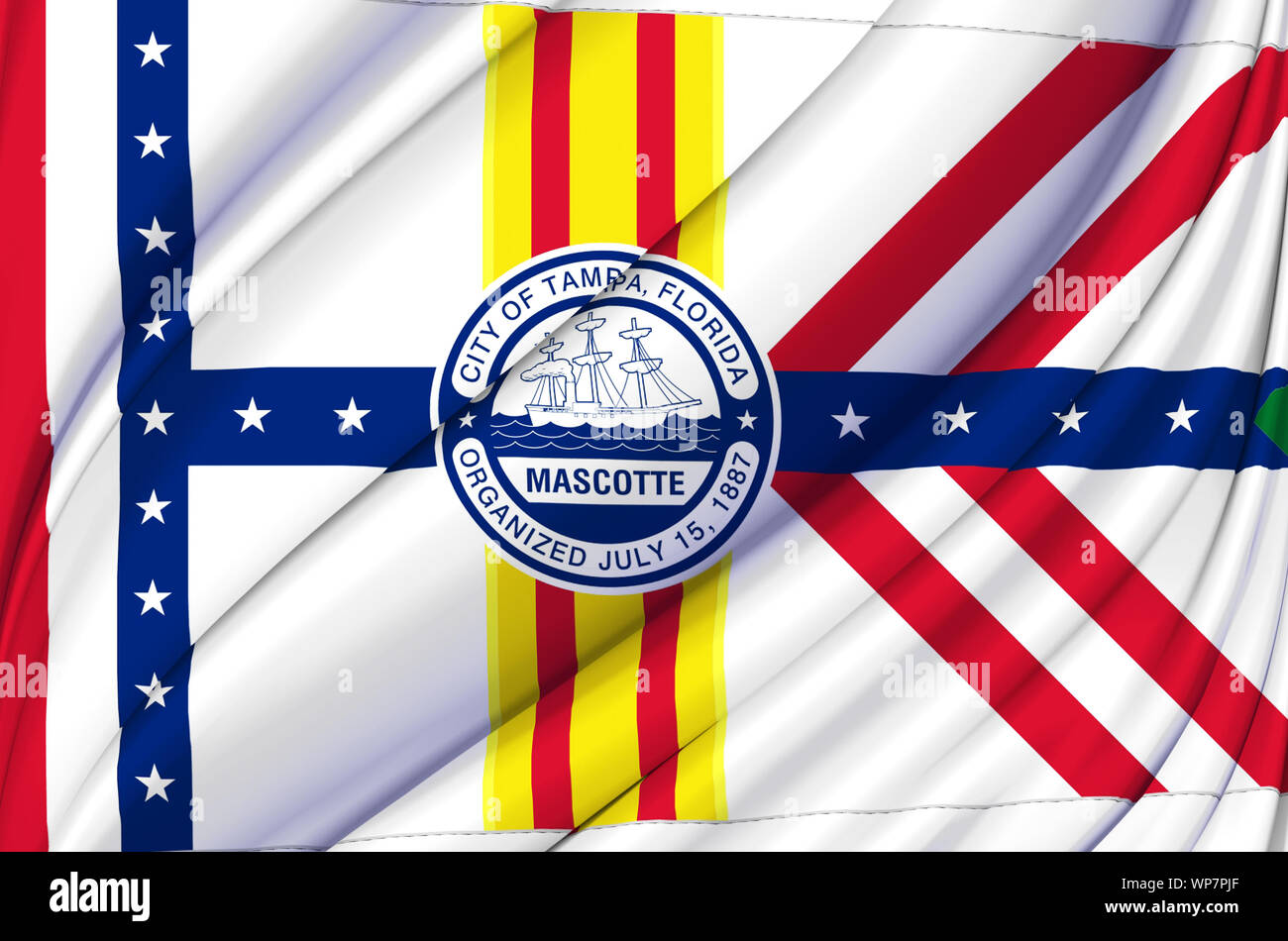 Tampa Florida waving flag illustration. Regions and Cities of the ...