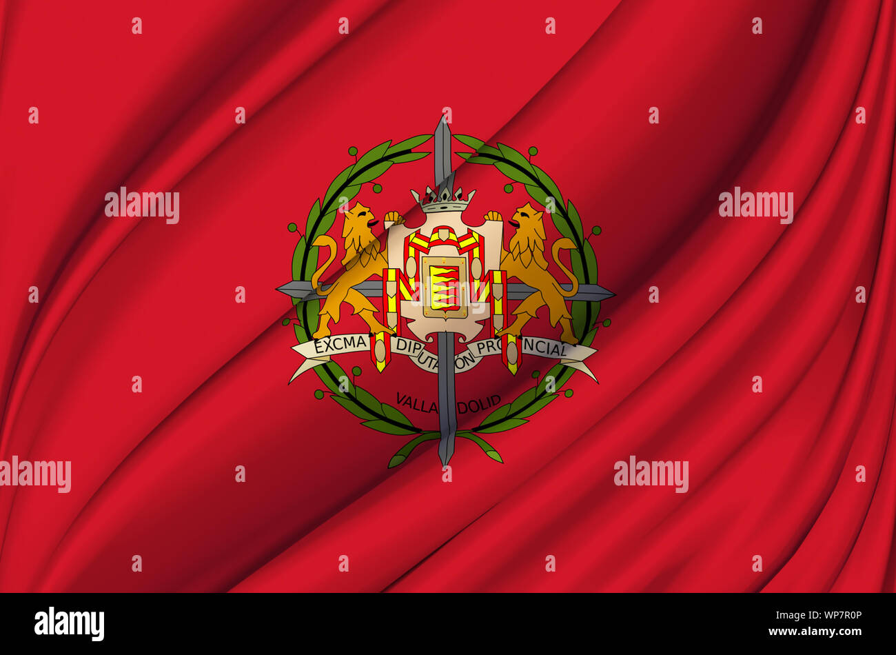 Valladolid waving flag illustration. Regions and cities of Spain ...