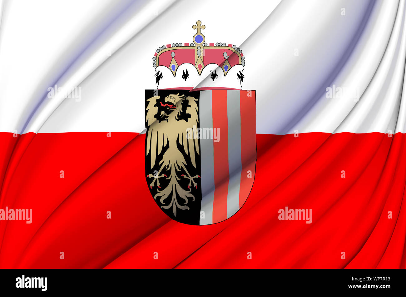Upper Austria waving flag illustration. Regions of Austria. Perfect for ...