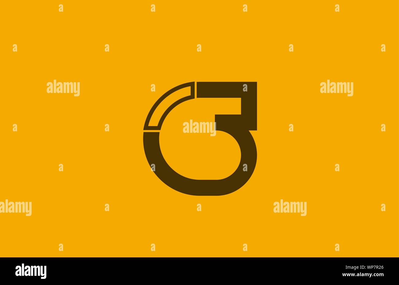 number 6 yellow brown line for company logo icon. Suitable as logotype ...