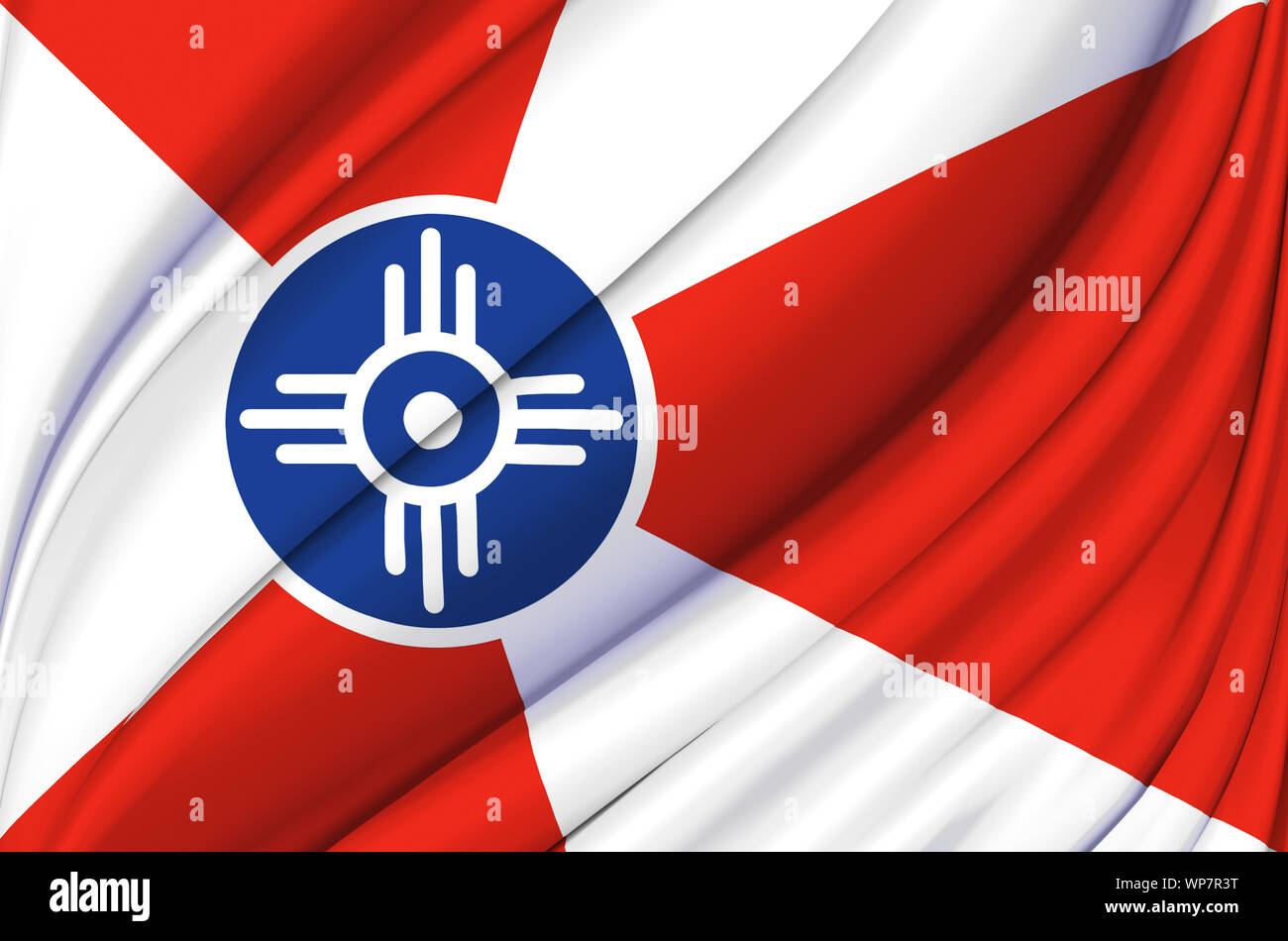 Wichita Kansas waving flag illustration. Regions and Cities of the ...