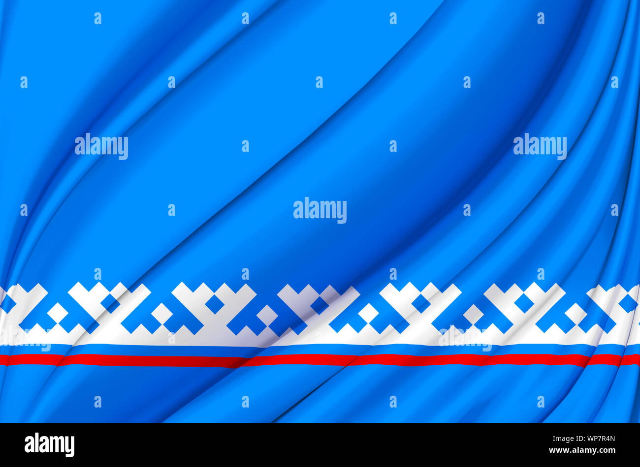 Yamal-Nenets Autonomous District waving flag illustration. Regions of ...