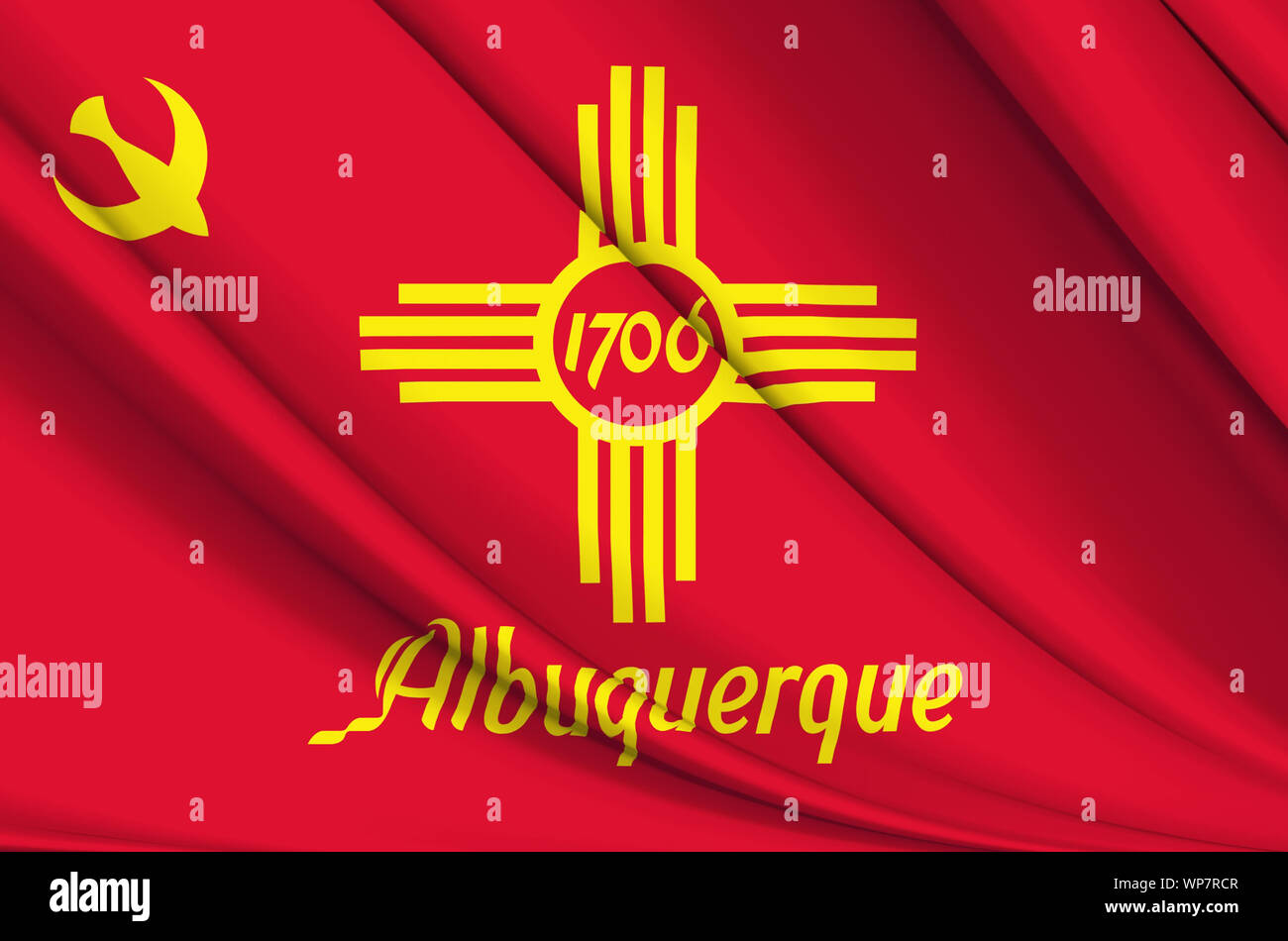 Albuquerque New Mexico waving flag illustration. Regions and Cities of ...