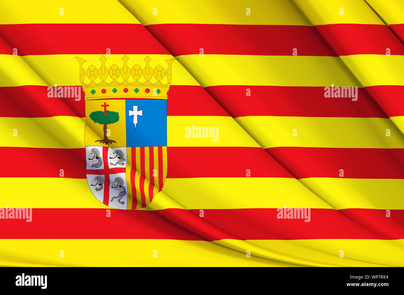 Aragon waving flag illustration. Regions and cities of Spain. Perfect ...