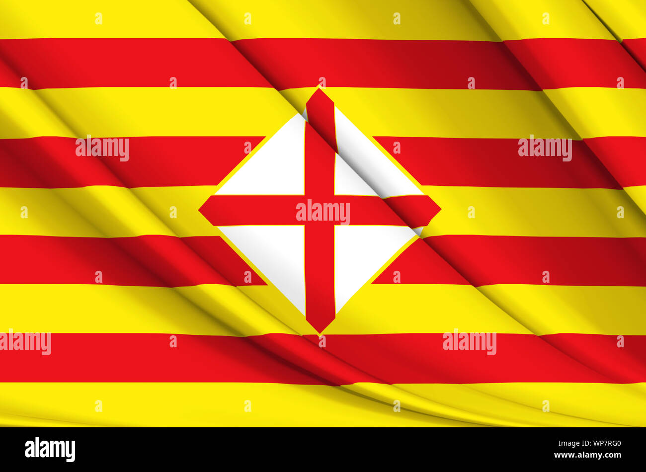 Barcelona waving flag illustration. Regions and cities of Spain ...