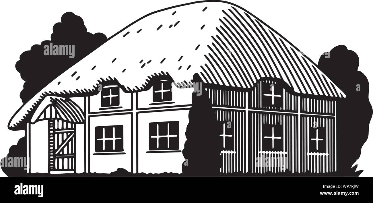 Illustration of straw roof English cottage Stock Vector Image & Art - Alamy