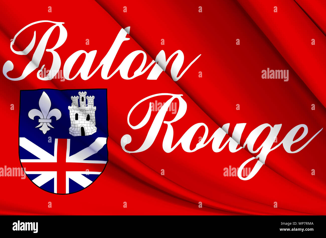 Baton Rouge waving flag illustration. Regions and Cities of the United ...