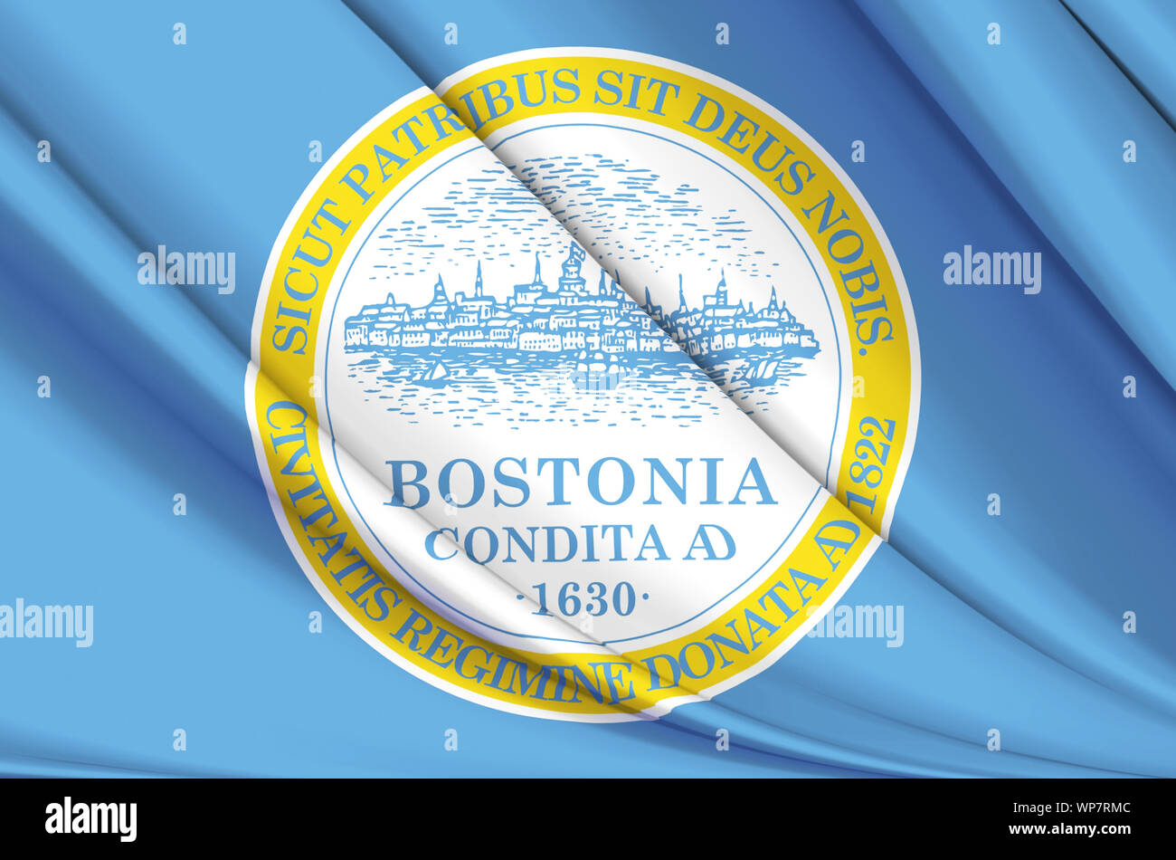 Boston waving flag illustration. Regions and Cities of the United ...