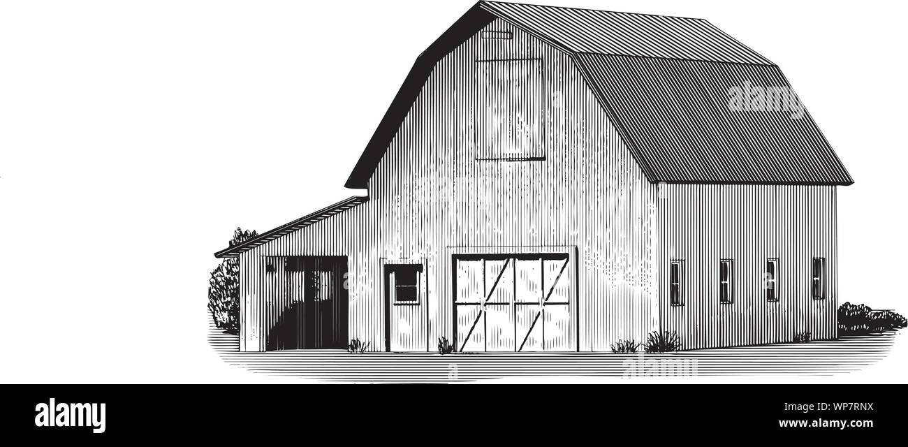 Vintage Barn Clipart Black