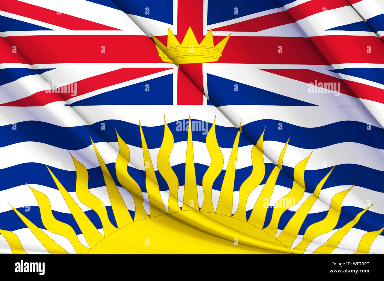 British Columbia waving flag illustration. States, cities and Regions ...