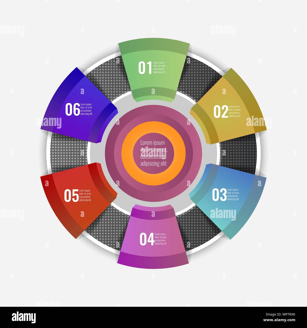 Circle chart infographic template with 6 options for your design ...