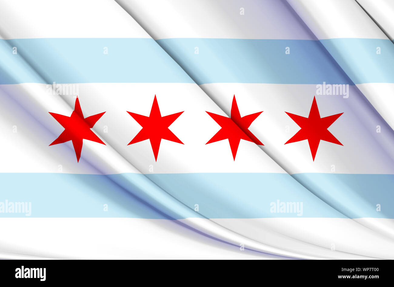 Chicago waving flag illustration. Regions and Cities of the United ...