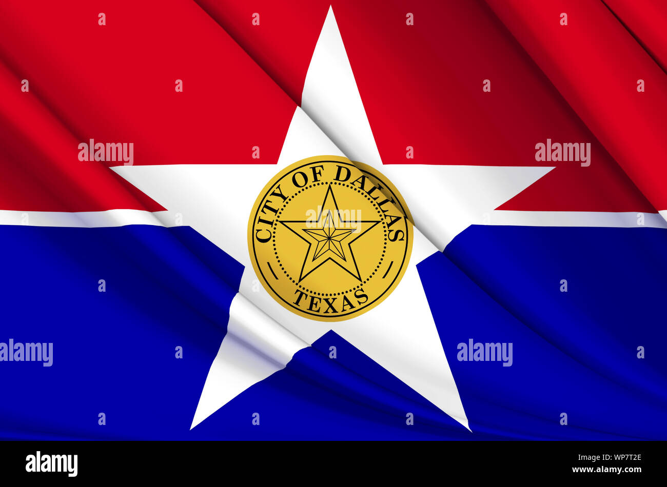 City Of Dallas waving flag illustration. Regions and Cities of the ...