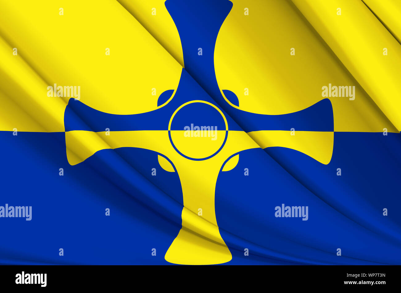 County Durham waving flag illustration. Regions of England and United ...