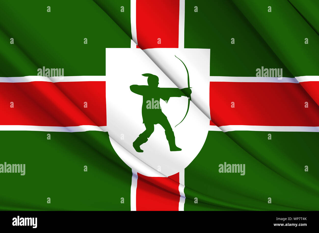 County Nottinghamshire waving flag illustration. Regions of England and ...