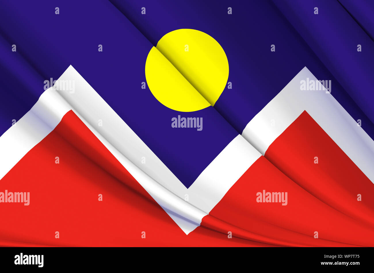 Denver Colorado waving flag illustration. Regions and Cities of the ...