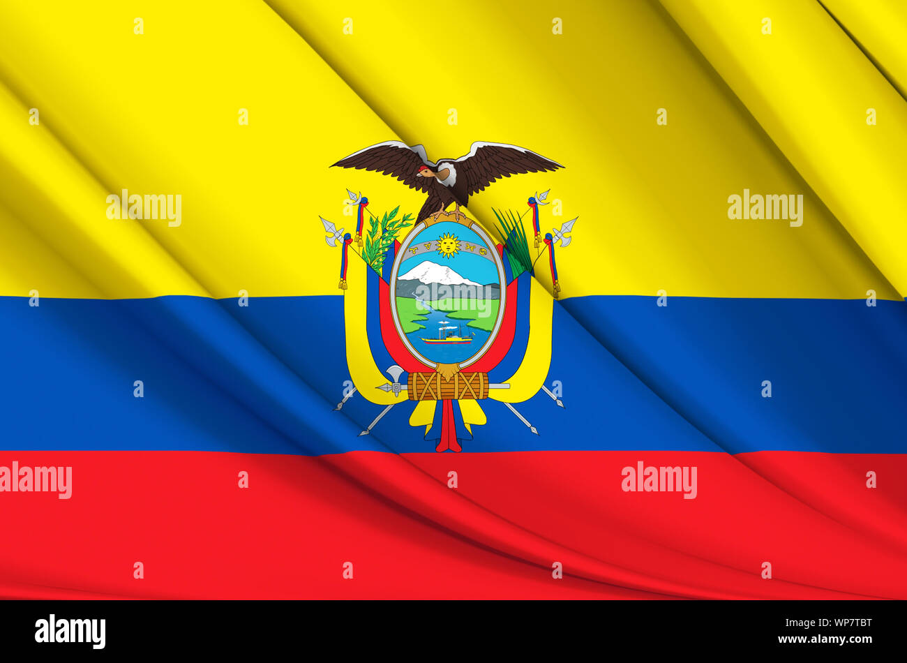 Ecuador waving flag illustration. Countries of North and Central ...